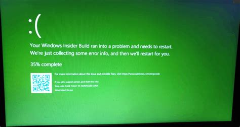 pc restarts with a fault in non paged area error in win11 insider then