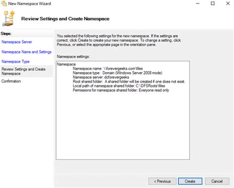 how to set up dfs namespaces in windows server 2016