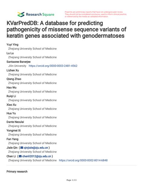 Pdf Kvarpreddb A Database For Predicting Pathogenicity Of Missense