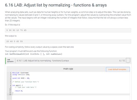 solved 616 lab adjust list normalizing functions arrays analyzing