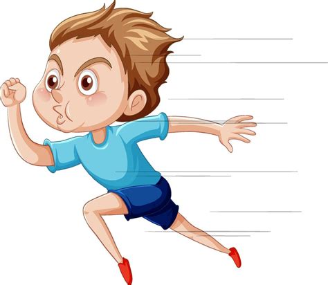 Personaje De Dibujos Animados De Niño Corriendo Sobre Fondo Blanco