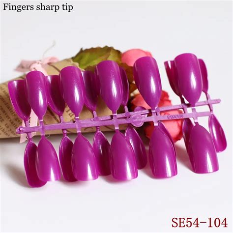 24pcs Purple French Nail Tips Long Sharp Design Fake Nails Faux Ongles