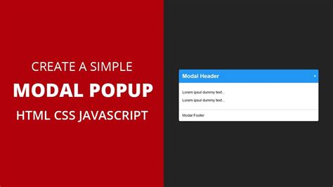 how to create a modal box with html css and javascript youtube