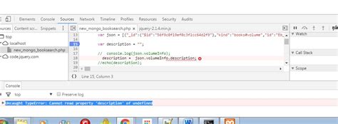 javascript receive error on reading json data new mongo booksearch