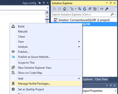how to create a console application to connect to an azure