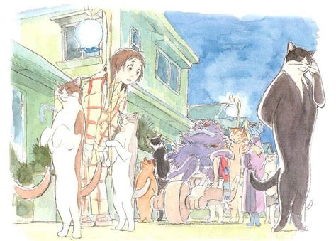 猫の恩返し Boceto Original A Acuarela De Haru En El Reino De Los Gatos