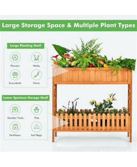 Slickblue 2 Tier Raised Garden Bed Elevated Wood Planter Box For