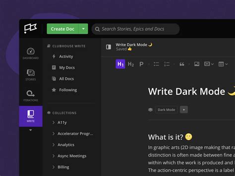 write dark mode 🌙 by kieron keenan for clubhouse on dribbble