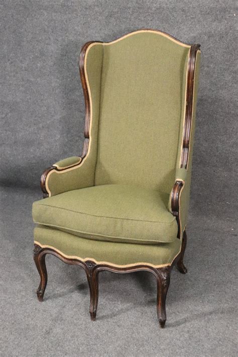 Rare French Louis Xv Carved Walnut 5 Leg Bergère Lounge Chair Circa