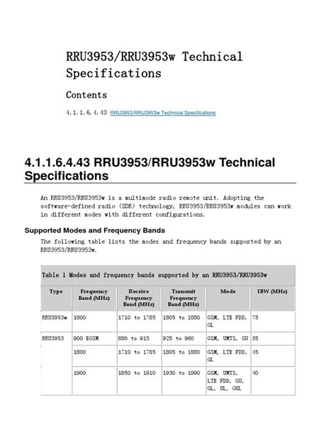 technical specifications rru3953 gsm lte