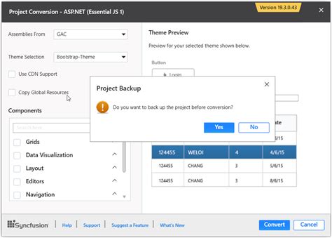 convert project asp web forms essential js1 syncfusion
