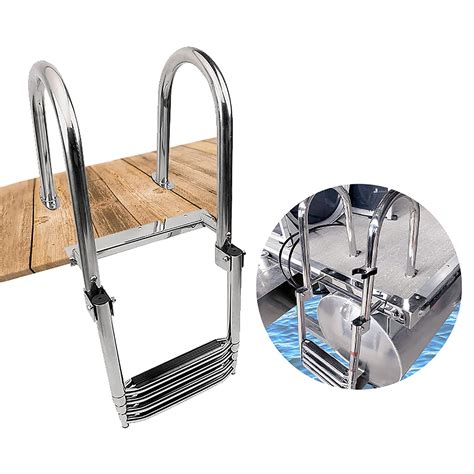 Buy 4 Step Telescoping Boat Ladder With Handrail Stainless Steel