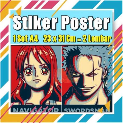 Jual Stiker Label One Piece 3 Luppy Zoro Brock Sanji Coper Nami Robin
