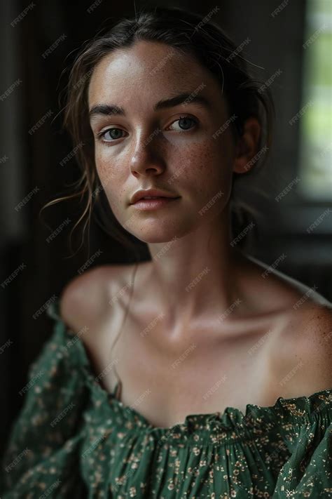 Premium Photo Portrait Of A Beautiful Girl In A Green Dress In The