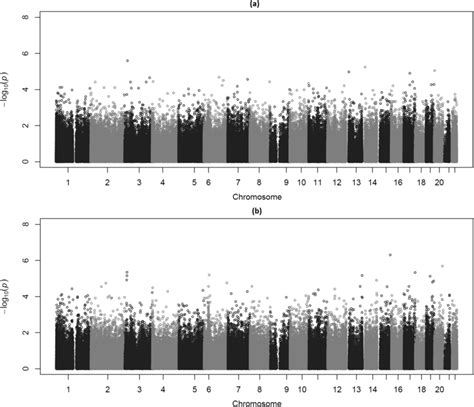 Manhattan Plots Showing P Values Of Single Cpgs Across The Genome