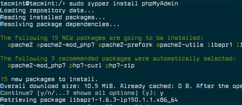 install lamp apache php mariadb and phpmyadmin in opensuse