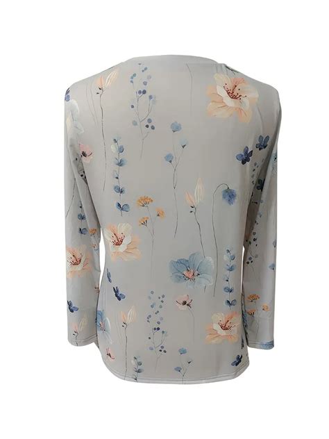 Floral Print Crew Neck T Shirt Casual Long Sleeve T Shirt Temu