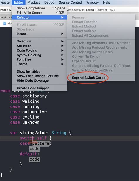 ios how to autocomplete enum switch using xcode stack overflow