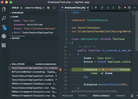 debugging configure vs code xdebug phpunit tighten
