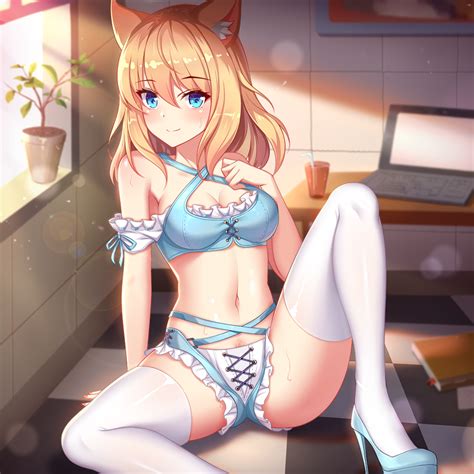 Rule 34 Blonde Hair Blue Eyes Cat Ears Girlgame Hentai Girl Hime
