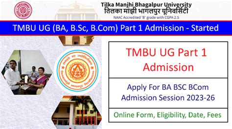 Tmbu Ug Admission 2024 28 शुरू Apply Online Ba Bsc Bcom Admission Date