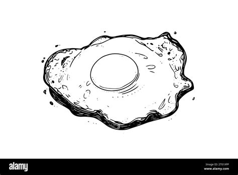Fried Egg Hand Drawn Ink Sketch Engraving Style Vector Illustration
