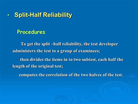Split Half Reliability Definition Examples