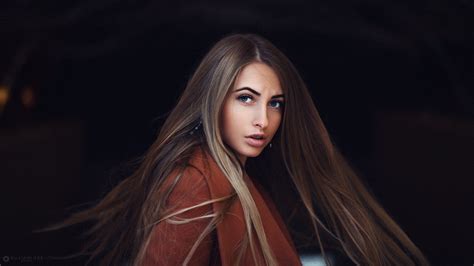 Face Women Model Portrait Long Hair Blue Eyes Brunette