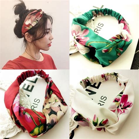 Women Girls Summer Bohemian Hair Bands Print Headbands Retro Cross