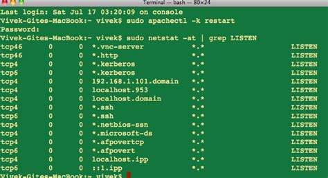 mac os x restart stop start apache2 nixcraft