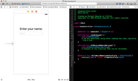 swift journal hello world in ios 8 michael edwards