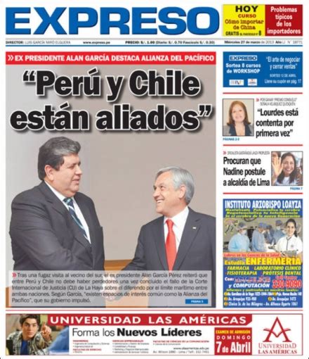 Conozca Las Portadas De Los Diarios Peruanos Para Hoy Miércoles 27 De