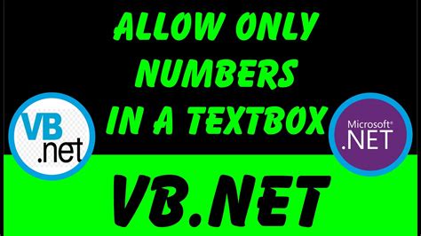 allow only numbers in a textbox in vb youtube