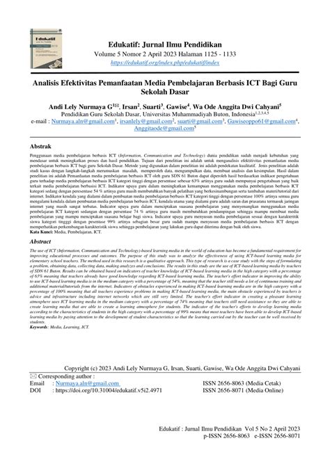 Pdf Analisis Efektivitas Pemanfaatan Media Pembelajaran Berbasis Ict