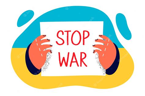 Premium Vector Text Stop War In Hands Calling For End To Conflict