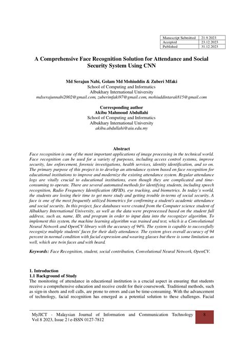 Pdf A Comprehensive Face Recognition Solution For Attendance And