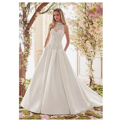 Wonderful Tulle Illusion High Neckline A Line Wedding Dresses With