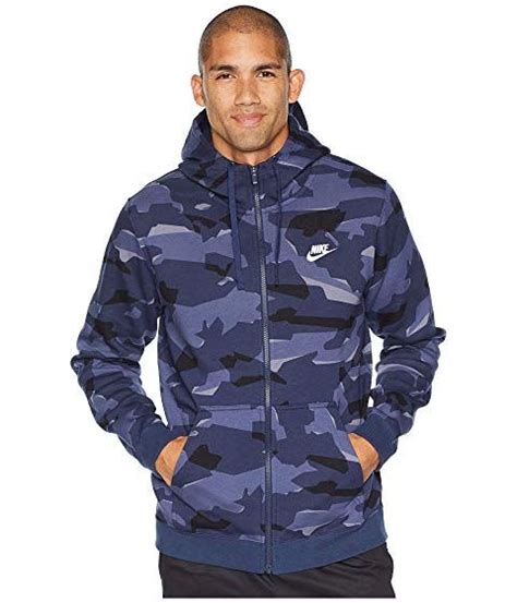 Nike Nsw Club Camo Hoodie Full Zip Bb Midnight Navy Midnight Navy