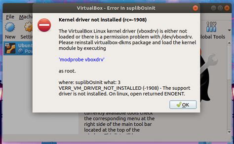 fix kernel driver not installed rc 1908 virtualbox error in ubuntu
