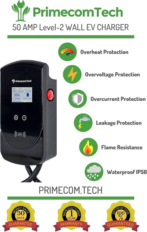 Buy Primecom 50 Amp Level 2 Ev Wall Charger Station 220 Volt For Tesla