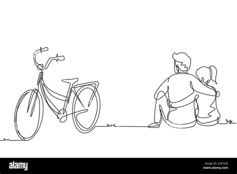 Single Continuous Line Drawing Back View Of Romantic Teenage Couple