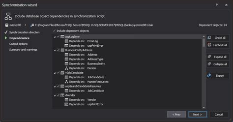 remote database synchronization using a database installer package