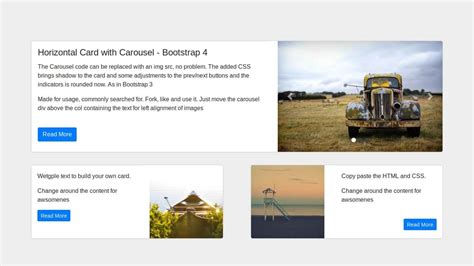 horizontal cards bootstrap 4
