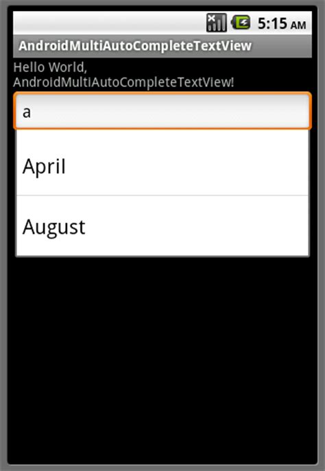android er example of multiautocompletetextview