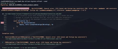 [laravel][migration] general error 1215 の対策