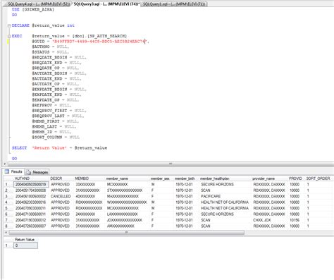 c empty result when calling sql server stored procedure