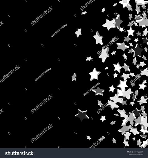 Silver Volumetric Starconfetti Fall On Black Stock Vector Royalty Free
