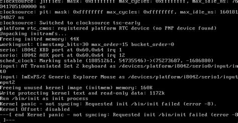 c why does a custom init fail with error code 8 on a custom linux