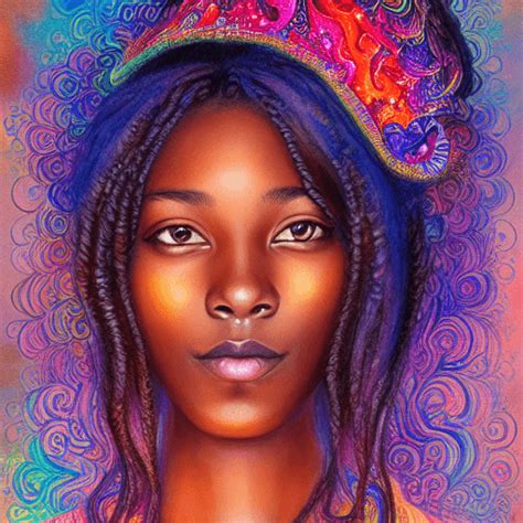 Peinture Numérique à La Peau Foncée Adorable Adolescente Cheveux