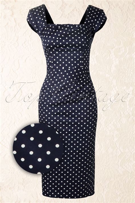 Cara Dress In Navy Polka Dot